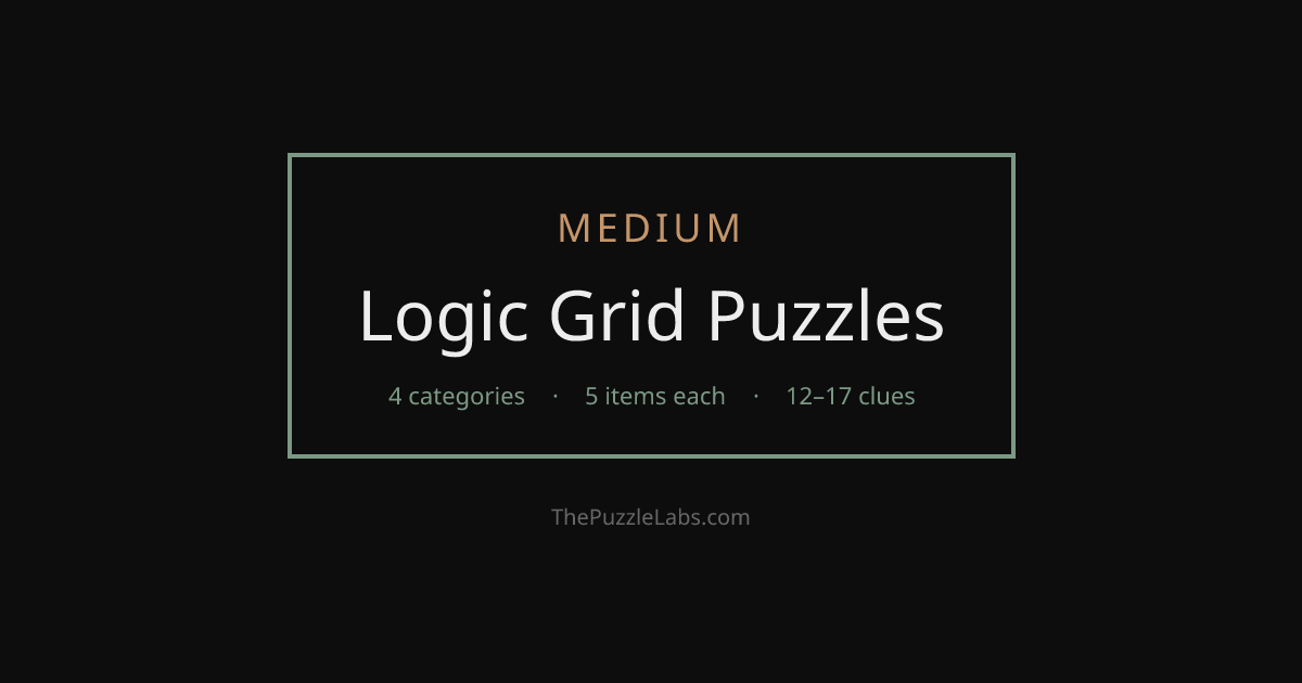 Medium Logic Grid Puzzles — 4×4 Logic Puzzles Online | ThePuzzleLabs